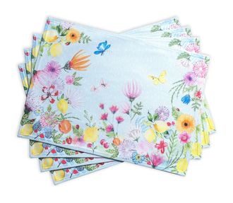 Maison d'Hermine Stoff-Tischsets, 100% Baumwolle, 4er-Set, dekorative, Ostern waschbare Tischsets für Esszimmer, Hochzeit, Buffet, Jardin DEte - Mint - Frühling/Sommer
