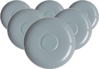 Ritzenhoff & Breker Suomi Kaffeeuntertassen 6er Set, 15 cm, Runde Untertassen mit feinen & ausgeprägten Reliefierungen, Skandinavisches Design, Porzellan, Graublau