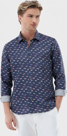 van Laack Leinenhemd mit Boot Druck