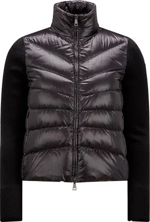 Moncler Moncler Cardigan Zipp&eacute; Matelass&eacute; En Laine, Femme, Noir, Taille: Xxl