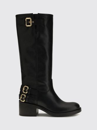 Chlo&eacute; Bottes hautes Dakota en cuir de veau lisse avec talon moyen