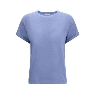 Brunello Cucinelli Femme, Tops, Bleu, Taille: 38 FR T-shirt en nylon avec finition toucher doux