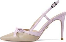 Queen Helena K4537 Escarpins &agrave; talons hauts &agrave; bout bicolore avec noeud, Kaki violet, 41 EU