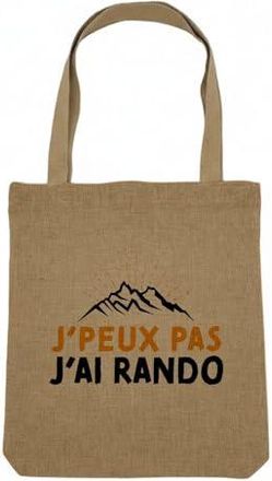 Fabulous Sac Shopping Tote Bag Aspect Lin - JPeux Pas Jai Rando France Montagne Trekking - Sac de Courses Toile Epaisse 360g Beige Naturel Cabas Port&eacute; Epaule S