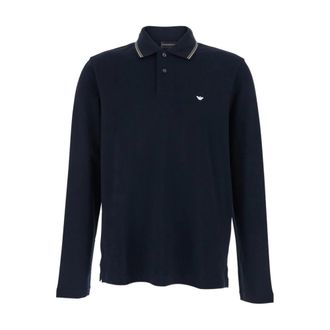 Emporio Armani Langarm-Poloshirt mit Adler-Logo - - Tops - Herren - Blau - 2XL
