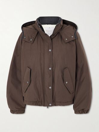 Brunello Cucinelli Daunenjacke Aus Shell Mit Kapuze - Braun