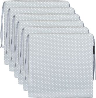 Brandsseller 6er Set Sitzkissen 40x40 cm mit Punkten - Bequeme Stuhlauflagen mit Bindeb&auml;ndern & abnehmbarem Bezug - Dekorative Sitzpolster f&uuml;r drinnen & drau&szlig;en - 