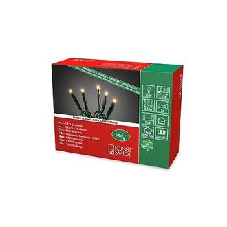 Konstsmide Micro LED Lichterkette, verschwei&szlig;t, 100 bernsteinfarbene Dioden, 24V Innentrafo, dunkelgr&uuml;nes Kabel - 6354-820