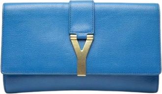 Saint Laurent Pre-owned Chyc Ligne Clutch - Femme - Pre-owned - Bleu - Taille: ONE Size