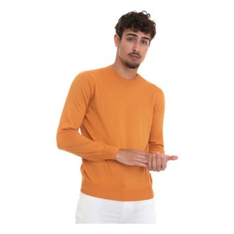 Gran Sasso Baumwoll Rundhals Pullover Regular Fit - - Knitwear - Herren - Orange - 4XL