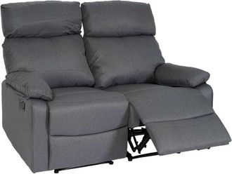 Hhg Fauteuil cinéma 2 places HHG 136, Fauteuil relax Téléviseur Canapé, accoudoir fonction couchage Nosagfederung tissu/textile, gris-brun
