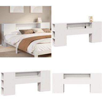 vidaXL Kopfteil mit Stauraum Wei&szlig; 200 cm Massivholz Kiefer - Vidaxl