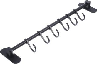 Cabilock 3m Küchenutensilien-hakenleiste Aluminiumlegierung Haken Wandmontiert Selbstklebend Bohren Platzsparend Für Geschirrtücher Und Kochutensilien Schwarz