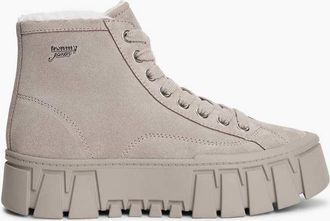 Tommy Jeans Sneaker aus Wildleder mit warmer F&uuml;tterung und Plateausohle in Dunkelgrau