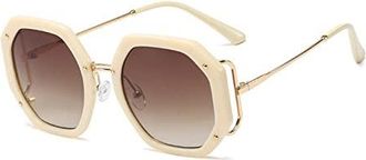 Generic Lunettes de soleil hexagonales surdimensionnées pour femme - Nuances dégradées - UV400 - Beige - Taille unique 2026