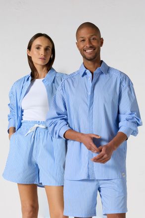 Jott Chemise mixte en popeline Bleu c&eacute;leste ray&eacute; Duffy stripe - Taille XL