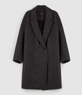 Jeanne Vouland Manteau Kapri Chevron Noir Gris