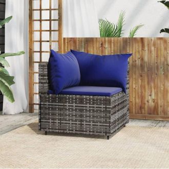 vidaXL Vidaxl - Canap&eacute; dangle de jardin 5 places - R&eacute;sine tress&eacute;e gris - Coussins confortables en polyester - Structure acier enduit de poudre