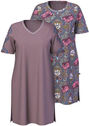 Ulla Popken Bigshirt Bigshirts 2er-Pack Blüten Rundhals/V-Ausschnitt
