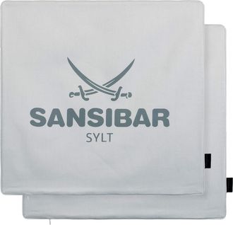Sansibar Kissen Zierkissen Dekokissen Sofakissen 100% Baumwolle (Bezug - 45x45 cm - 2er-Set, Hellgrau/Anthrazit)