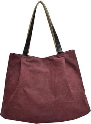 Hemoton Sac &agrave; Bandouli&egrave;re Femme Toile Rouge Profond Grand Cabas D&eacute;contract&eacute; Sac Fourre-tout et &Eacute;l&eacute;gant pour Quotidien et Sorties