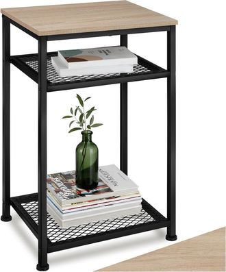 TecTake Beistelltisch Holz und Metall, Couchtisch mit Stauraum auf 3 Ebenen, Tisch Deko Wohnzimmer Möbel, Blumenständer, Deko Schlafzimmer, Beistelltisch Couc