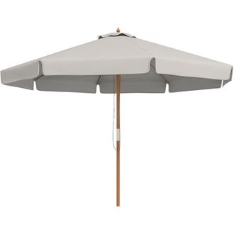 OUTSUNNY Parasol droit rond grande taille de jardin &Oslash; 3,25 x 2,5H m bois de bambou polyester gris