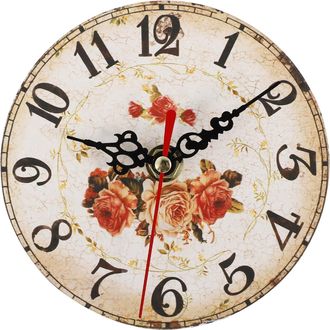 DOITOOL Retro Tischuhr Holz Klassische Stille Quarzuhr Ohne Ticken Heimdekoration Schlafzimmer K&uuml;chentisch Ornament