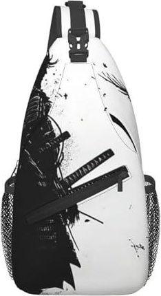 Generic Sac &agrave; bandouli&egrave;re simple en toile de samoura&iuml; noir et blanc pour homme