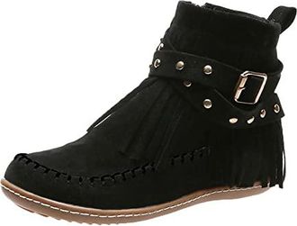 E.SSUE Bottines Femme Hiver Cuir Casual Pieds Sensibles Antid&eacute;rapantes Bottes Lacet Securite Cuir Bottes Moto Automne Pour Pieds Larges Chelsea Chaussures Ch