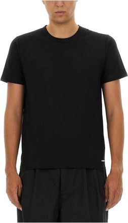 Jil Sander Homme, Tops, Noir, Taille: XL T-Shirt Essentiel JIL Sander &agrave; Col Rond en Jersey de Coton