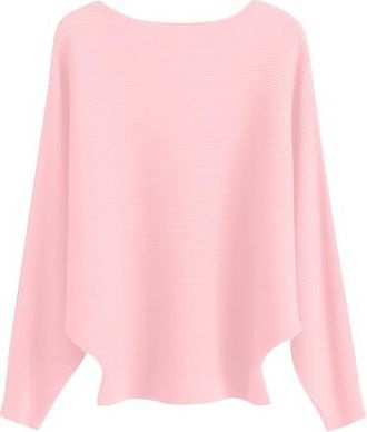 Generic Pull ample pour femme tendance grande taille &agrave; &eacute;paules d&eacute;nud&eacute;es en tricot - Pulls automne hiver c&ocirc;tel&eacute;s, amples et d&eacute;contract&eacute;s, manches chauve-souris