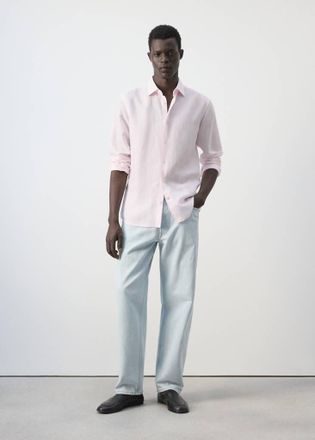 Mango Chemise regular-fit lin lyocell rose pastel - Homme - XXL - MANGO MAN