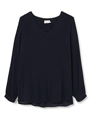Kaffe Curve Femme Kaffe Curve Womens Plus Size Long Sleeves V-neck Blouse, Midnight Marine, 50 Grande taille EU