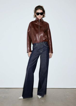 Mango Jean taille haute wideleg bleu - Femme - 34 - MANGO