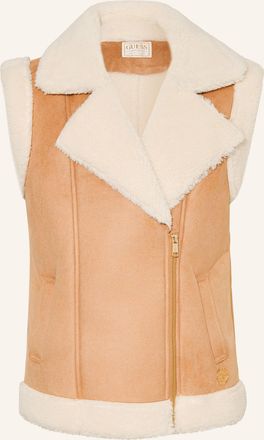 Guess Weste In Lederoptik Mit Kunstfell beige