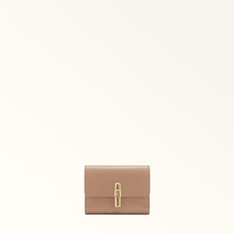 Furla Iride Kompaktes Portemonnaie S Greige Grau Strukturiertes Leder Damen