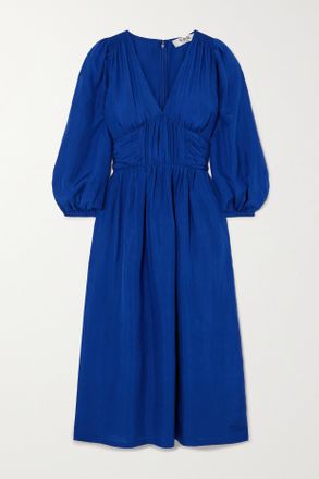 Sea New York Fabiola Midikleid Aus Habutai-seide Mit Raffungen - Blau