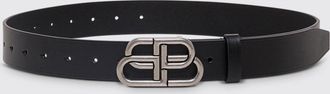 Balenciaga Ceinture r&eacute;glable en cuir de veau avec boucle monogramme BB