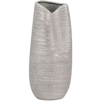 Beliani Beliani - Vase D&eacute;coratif de Forme Abstraite fabriqu&eacute; en Gr&egrave;s Argent&eacute; 32 cm de Hauteur au Style Moderne et Contemporain