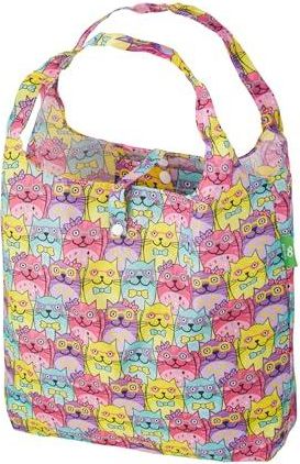 Eco Chic Sac de courses r&eacute;utilisable Cabas pliable Tote bag r&eacute;sistant &agrave; leau (Chats avec lunettes Multicolore)