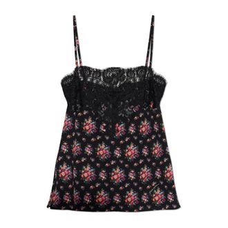 Dolce & Gabbana Femme, Tops, Noir, Taille: 38 FR Floral Motif Spaghetti Strap Top