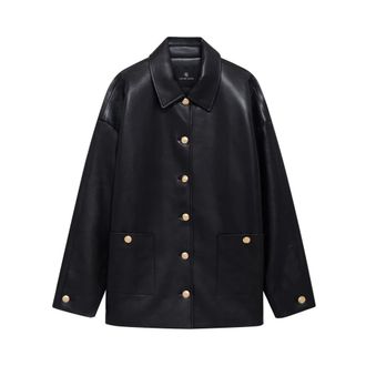 Anine Bing Femme, Vestes, Noir, Taille: 38 FR Blouson en cuir noir &agrave; boutons