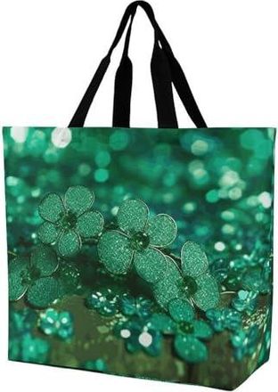 Generic Printemps Vert Scintillant Sac Courses Grand Sacs De Courses Pliable Sac Fourre Tout Pour Quotidienne Universit&eacute; Voyage