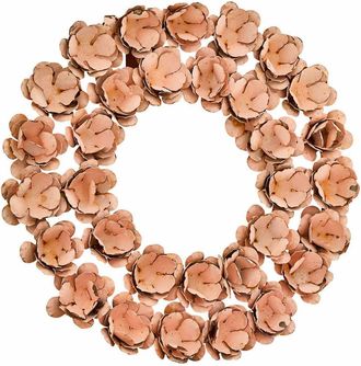 Loberon Kranz Robiquet, Detailreiches Blütendesign, Romantik-Look, Zarte Farbgebung, Charmante Wanddekoration, Türkranz, Dekoration, Eisen, beige