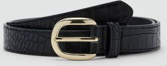 Mango Ceinture imitation crocodile avec boucle m&eacute;tallique noir - Femme - XL - MANGO