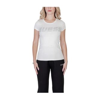 Guess Rhinestone Logo T-Shirt - - Tops - Damen - Beige - S