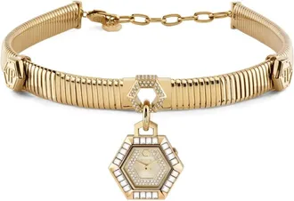 Philipp Plein Femme, Accessoires, Jaune, Taille: ONE Size Collier avec Pendentif Hexagone