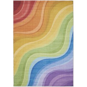 benuta Basic Waschbarer Teppich George - Multicolor/Lila 120x170 cm - Kunstfaser - Rechteckig & im Style: Abstrakt - Pflegeleicht für Wohnzimmer