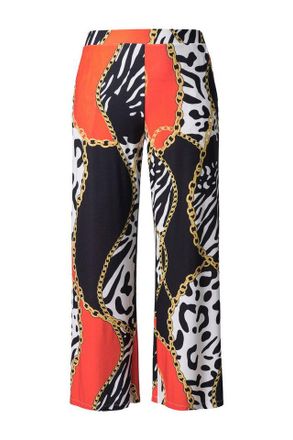 Miamoda Schlupfhose Hose weites gerades Bein Kettenmuster